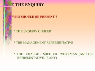 Domestic enquiry-procedure-ppt-industrial-relations | PPTX