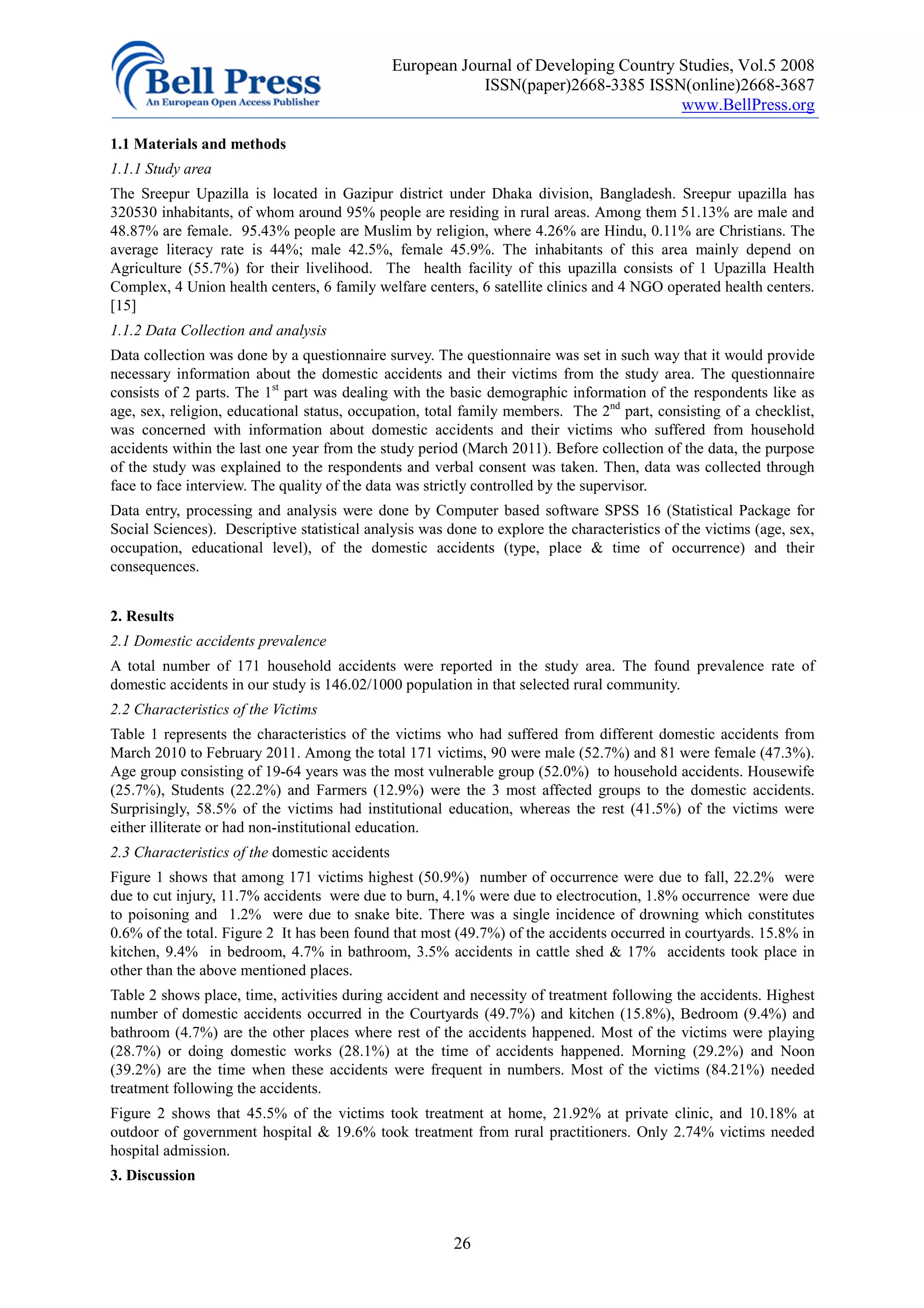 Domestic accidents in a rural community of bangladesh | PDF