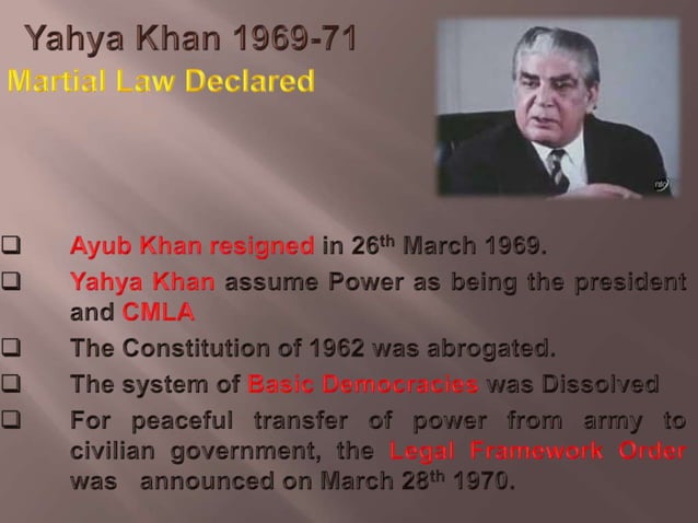 Domestic affairs of pakistan under yahya khan | PPTX