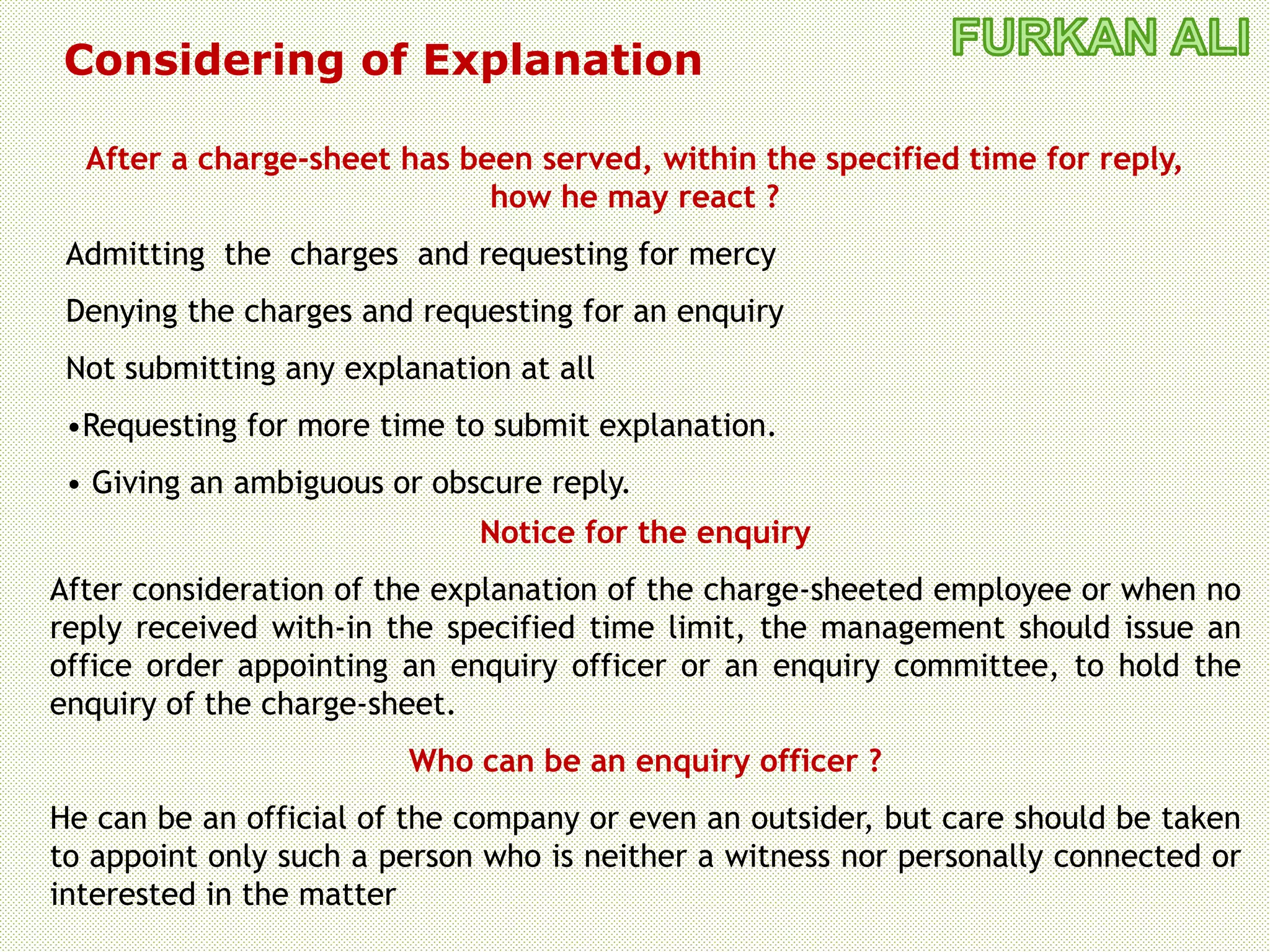 Misconduct & Disciplinary Action - Charge Sheet & Domestic Enquiry | PDF