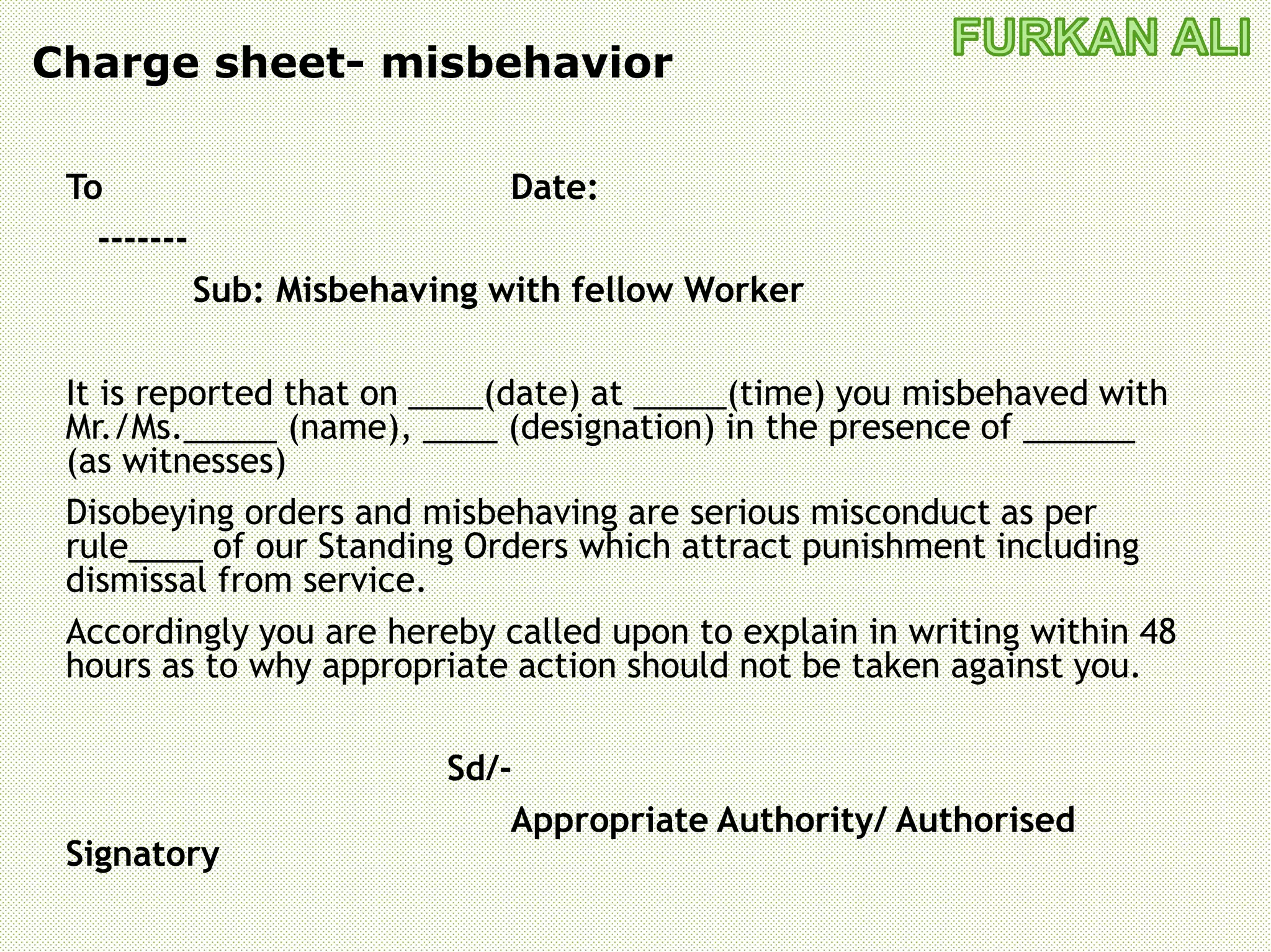 Misconduct & Disciplinary Action - Charge Sheet & Domestic Enquiry | PDF