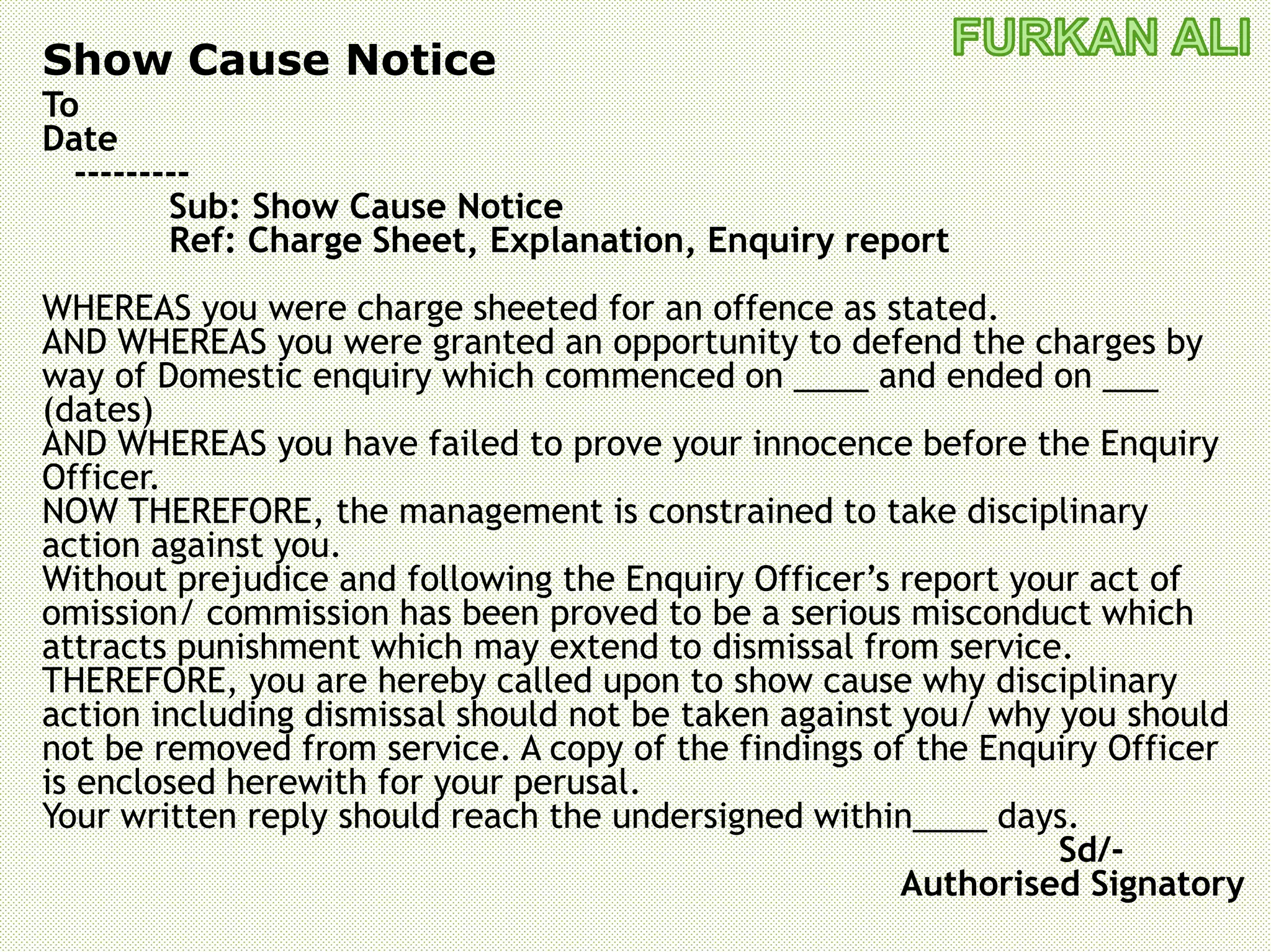 Misconduct & Disciplinary Action - Charge Sheet & Domestic Enquiry | PDF
