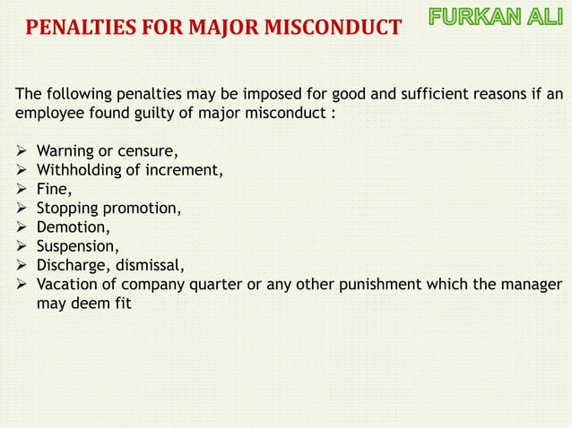 Misconduct & Disciplinary Action - Charge Sheet & Domestic Enquiry | PDF