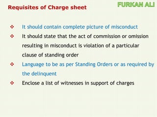 Misconduct & Disciplinary Action - Charge Sheet & Domestic Enquiry | PDF