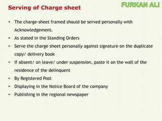 Misconduct & Disciplinary Action - Charge Sheet & Domestic Enquiry | PDF