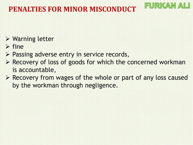 Misconduct & Disciplinary Action - Charge Sheet & Domestic Enquiry | PDF