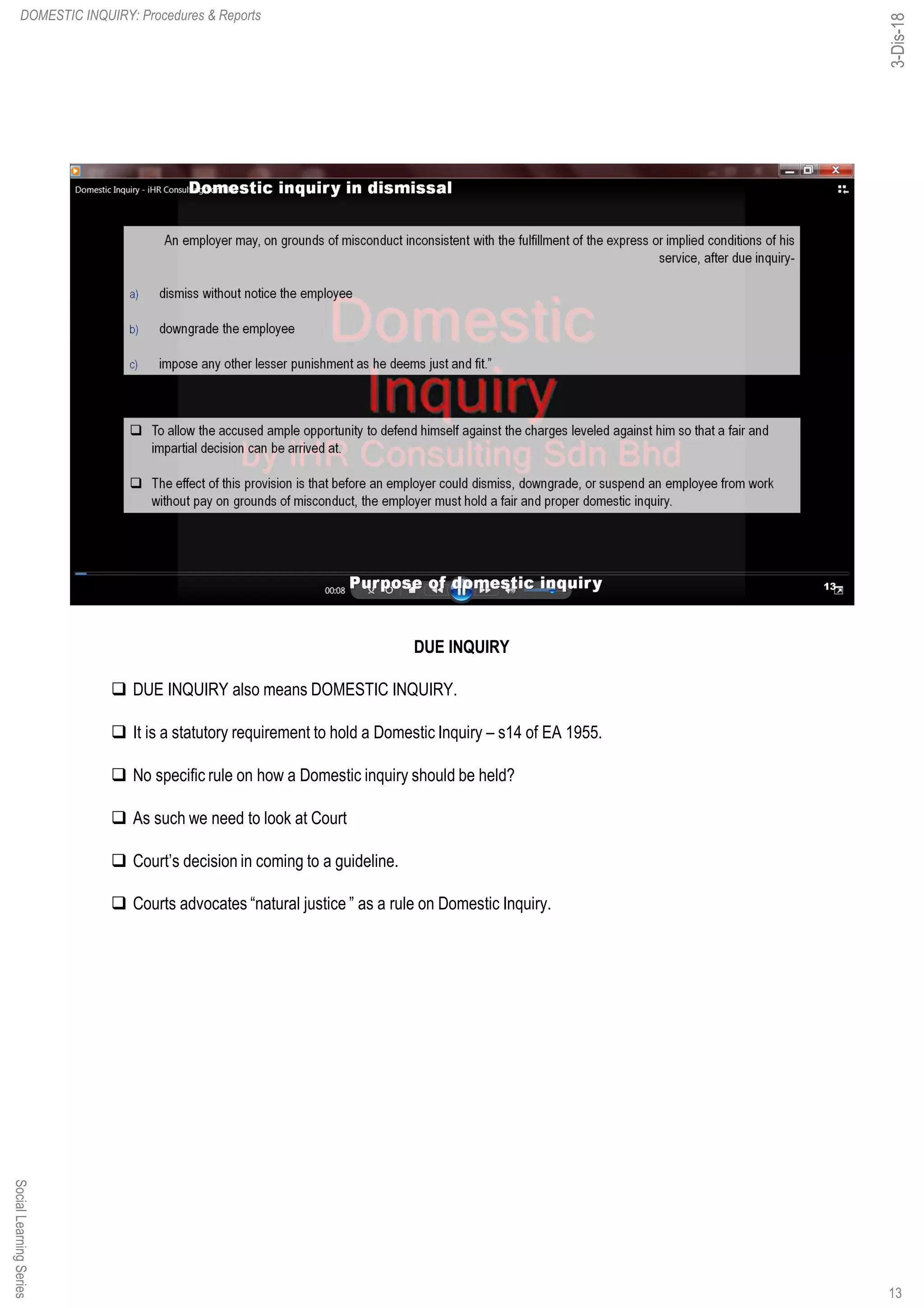 Domestic inquiry procedures & reports 5 dec-18 | PDF