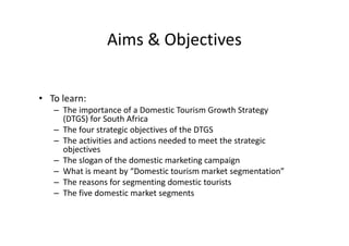 Domestic tourism in south africa | PPT