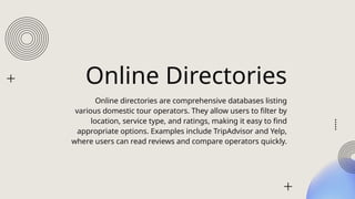 Domestic Tour Operators and importance in the travel industry .pptx