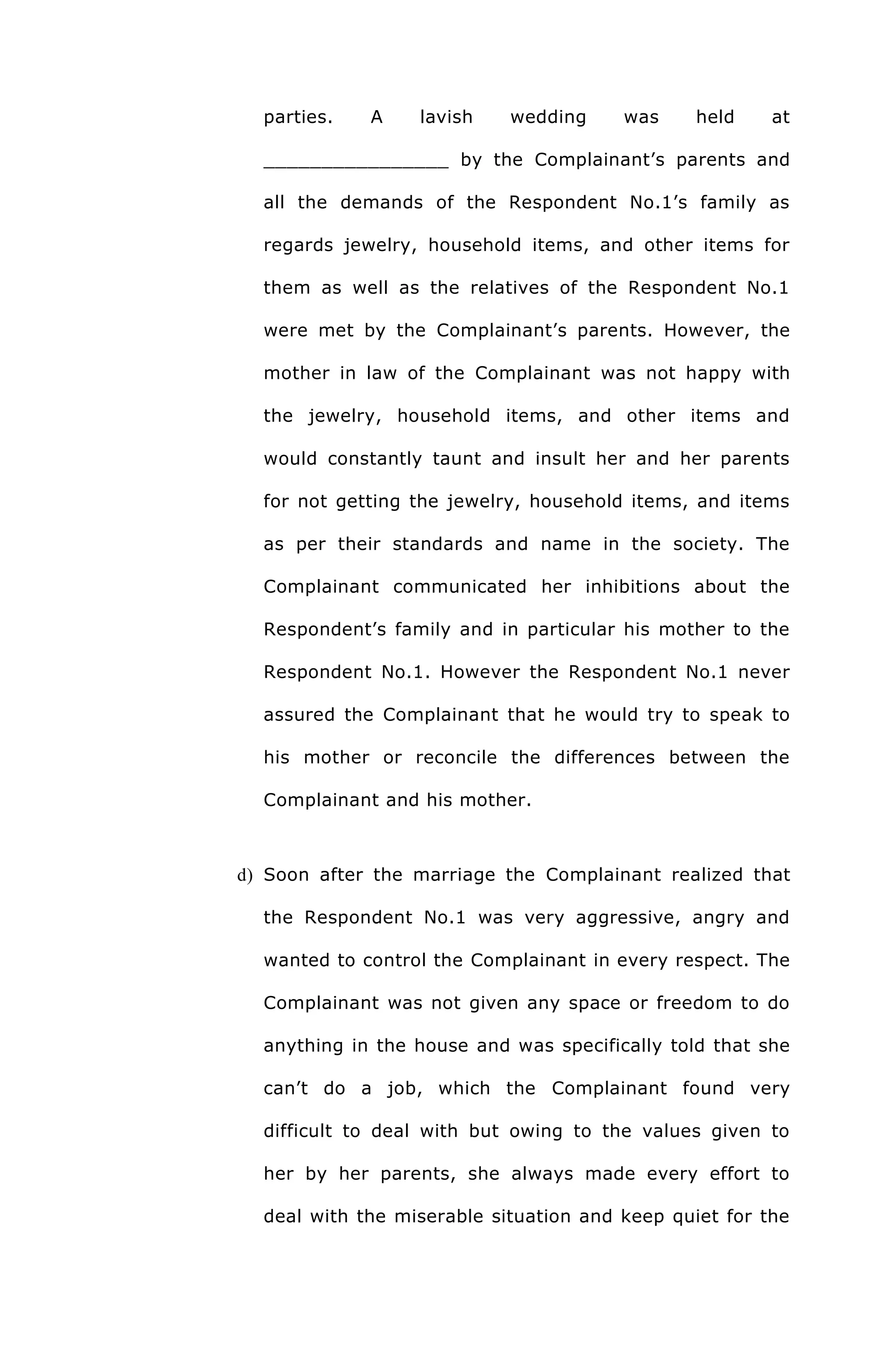 Domestic violence complaint format under section 12 | PDF