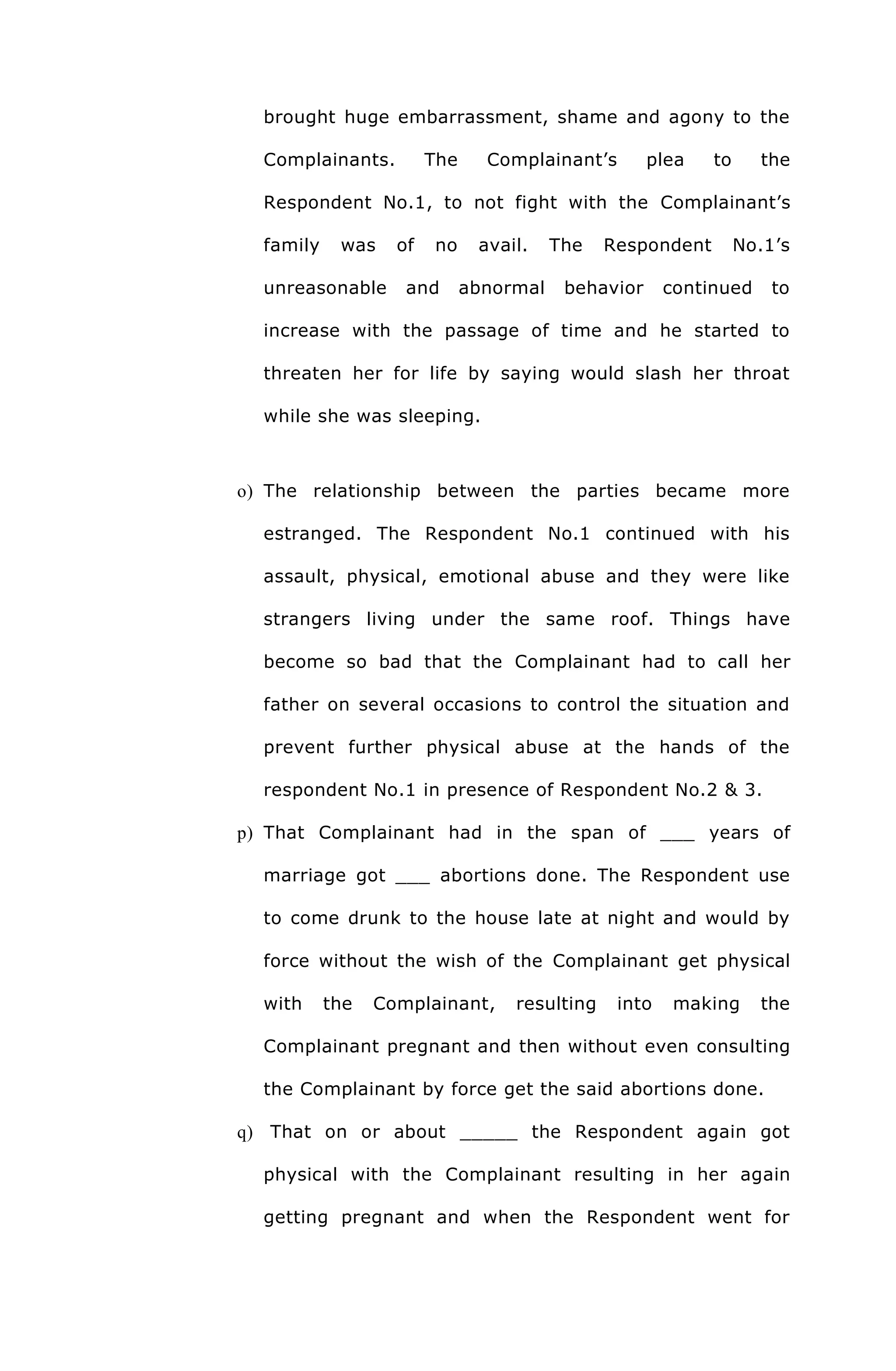 Domestic violence complaint format under section 12 | PDF