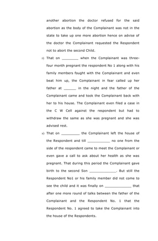 Domestic violence complaint format under section 12 | PDF