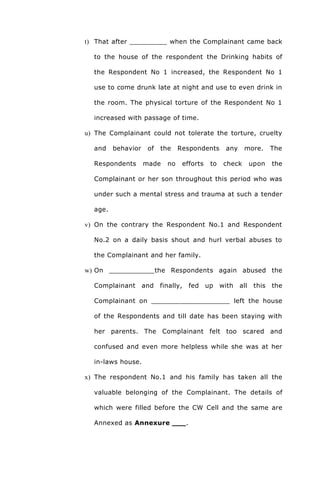 Domestic violence complaint format under section 12 | PDF