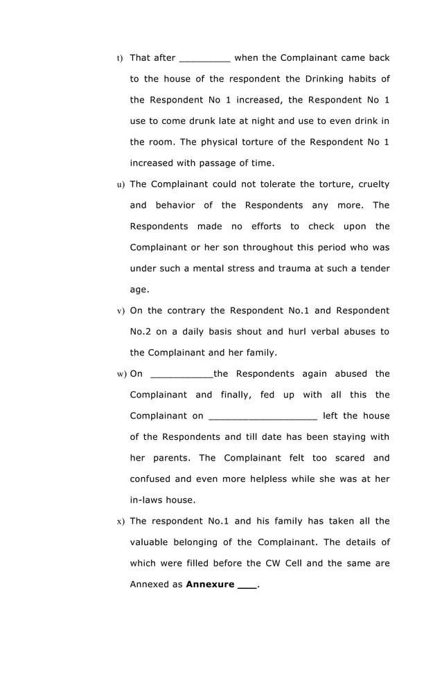 Domestic violence complaint format under section 12 | PDF | Debated ...
