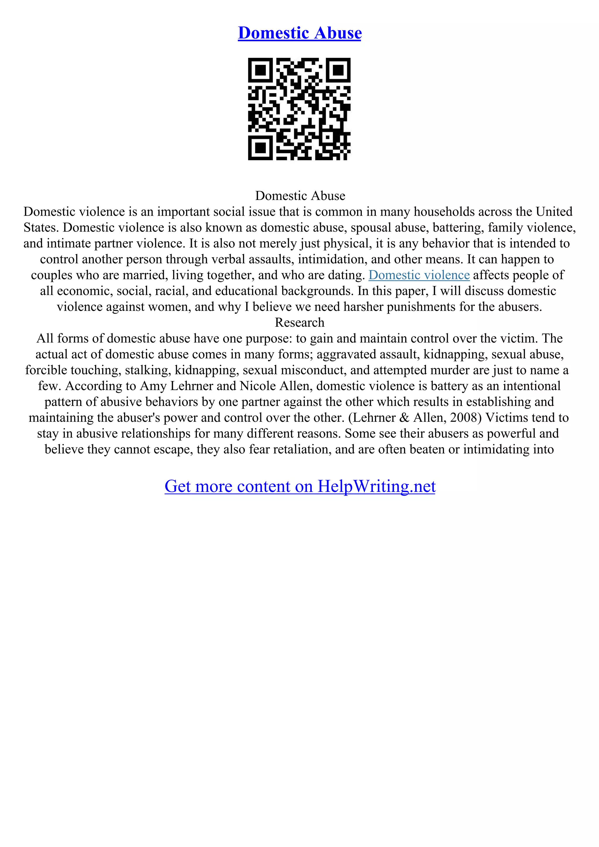 Domestic Violence Essays | PDF | Debated Sensitive Social Issues | Sensitive Topics