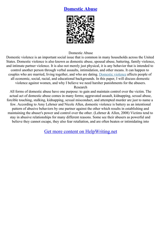 Domestic Violence Essays | PDF | Debated Sensitive Social Issues | Sensitive Topics