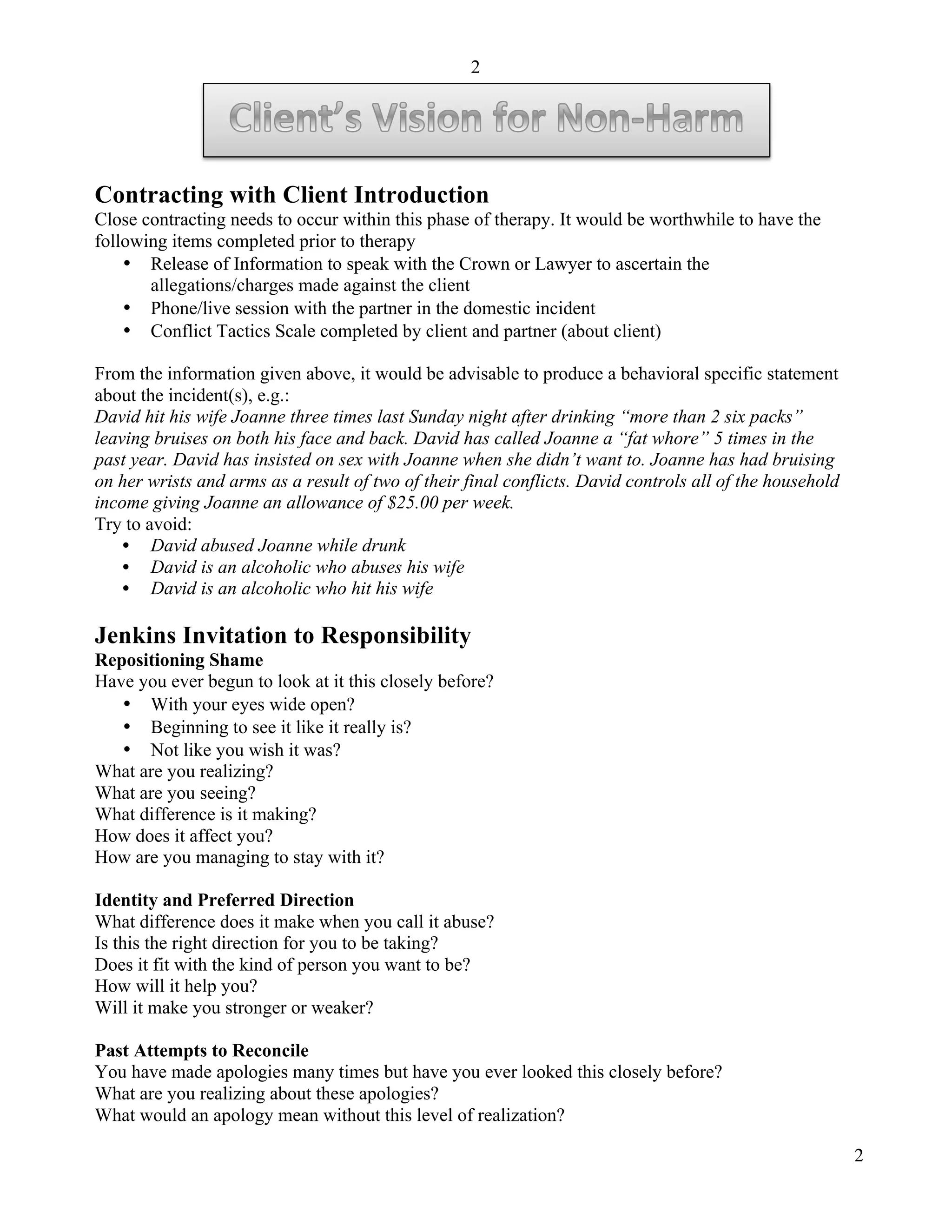 Domestic Violence Therapist Guide | PDF