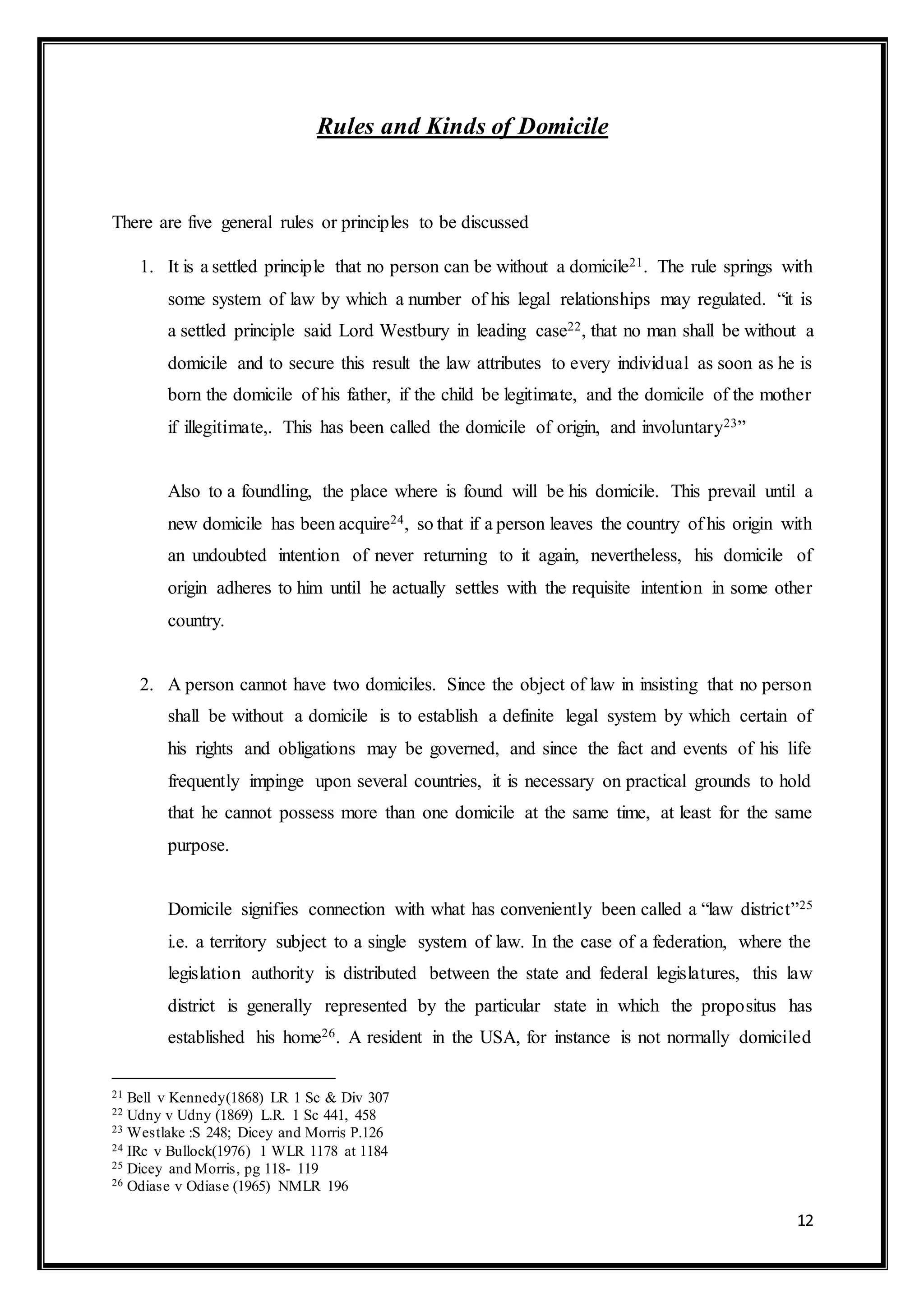 Domicile in private international law | DOCX
