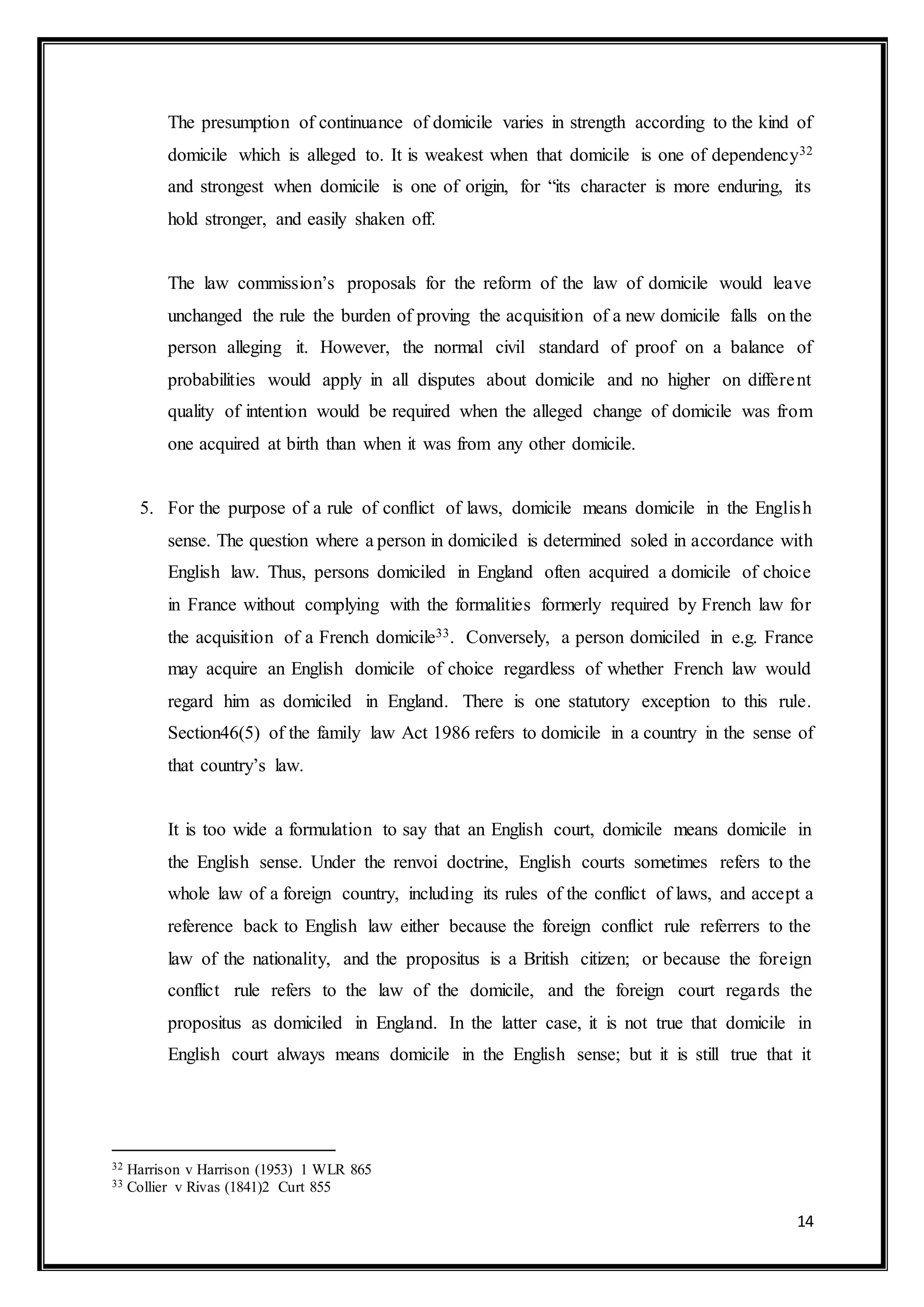 Domicile in private international law | DOCX