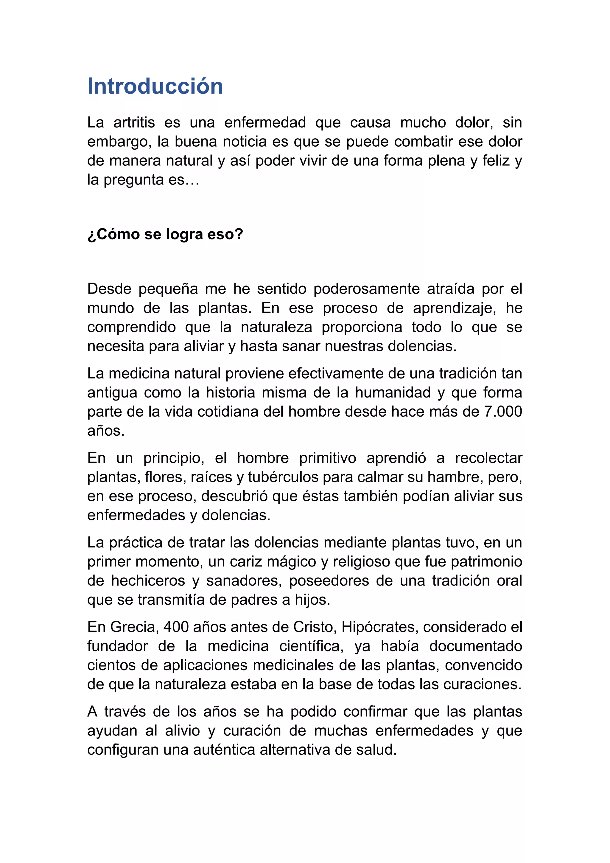 Domina el dolor de la artritis con tratamientos naturales - reporte | PDF