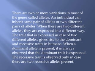 Dominant and recessive traits in humans | PPTX