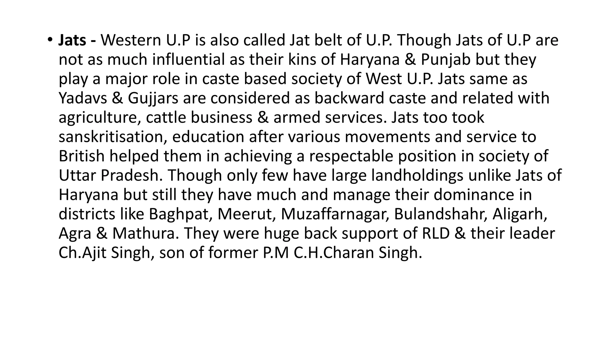 Dominant Caste Systems in Uttar Pradesh State | PPTX