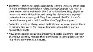 Dominant Caste Systems in Uttar Pradesh State | PPTX