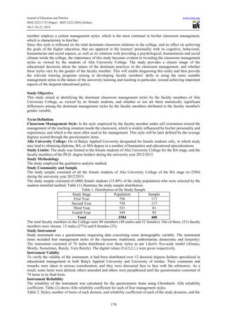 Dominant management styles of the classrooms by the faculty members in alia university college | PDF