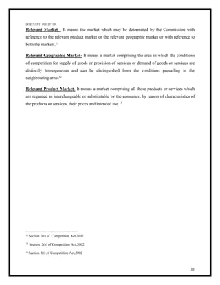 Dominant Position :Competition Law(Competition Act,2002) | PDF