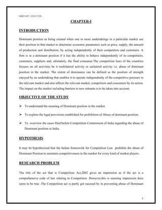 Dominant Position :Competition Law(Competition Act,2002) | PDF