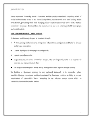 Dominant Position :Competition Law(Competition Act,2002) | PDF