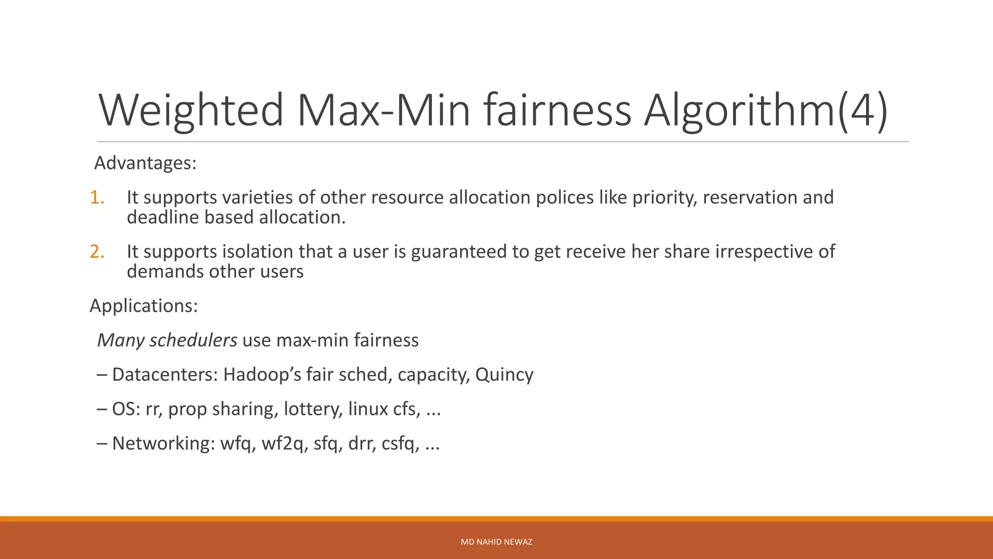 Dominant Resource Fairness Fair Allocation Of Multiple Resource Types Ppt