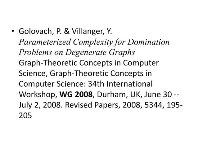 Dominating Set Of Fixed Size In Degenerated Graph Ppt