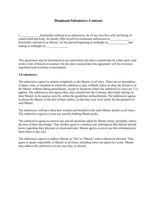 Dom Sub Contract Or Agreement