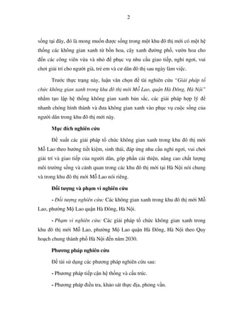 Luận văn: Tổ chức không gian xanh trong khu đô thị mới Mỗ Lao | PDF