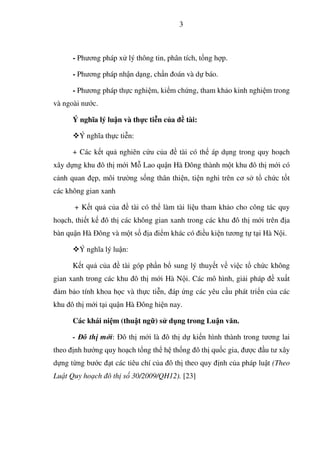 Luận văn: Tổ chức không gian xanh trong khu đô thị mới Mỗ Lao | PDF