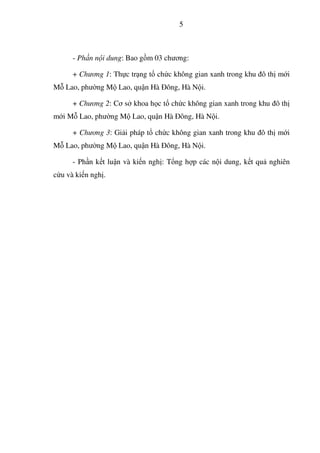 Luận văn: Tổ chức không gian xanh trong khu đô thị mới Mỗ Lao | PDF