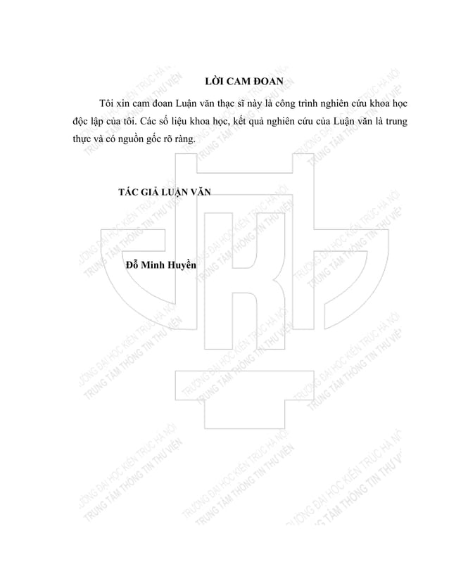 Luận văn: Tổ chức không gian xanh trong khu đô thị mới Mỗ Lao | PDF