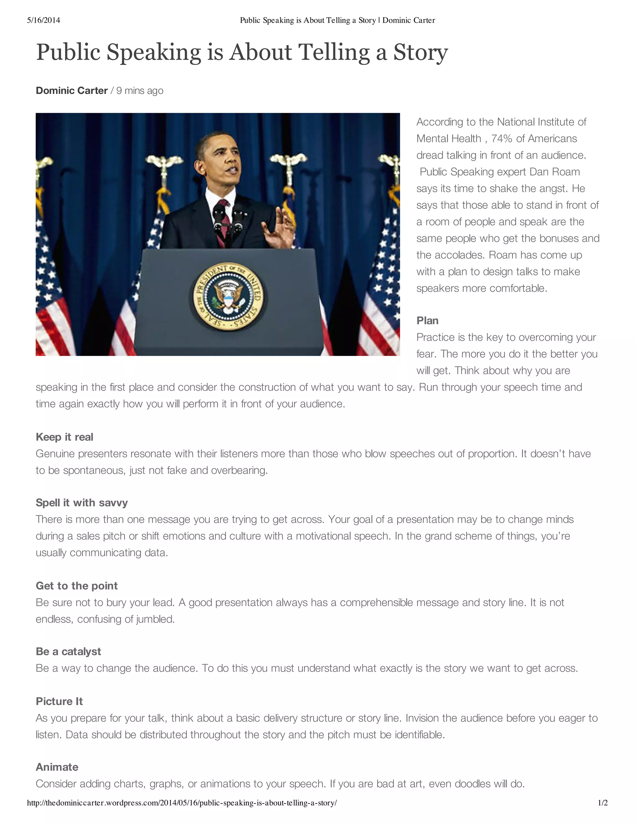 Public Speaking is About Telling a Story | PDF