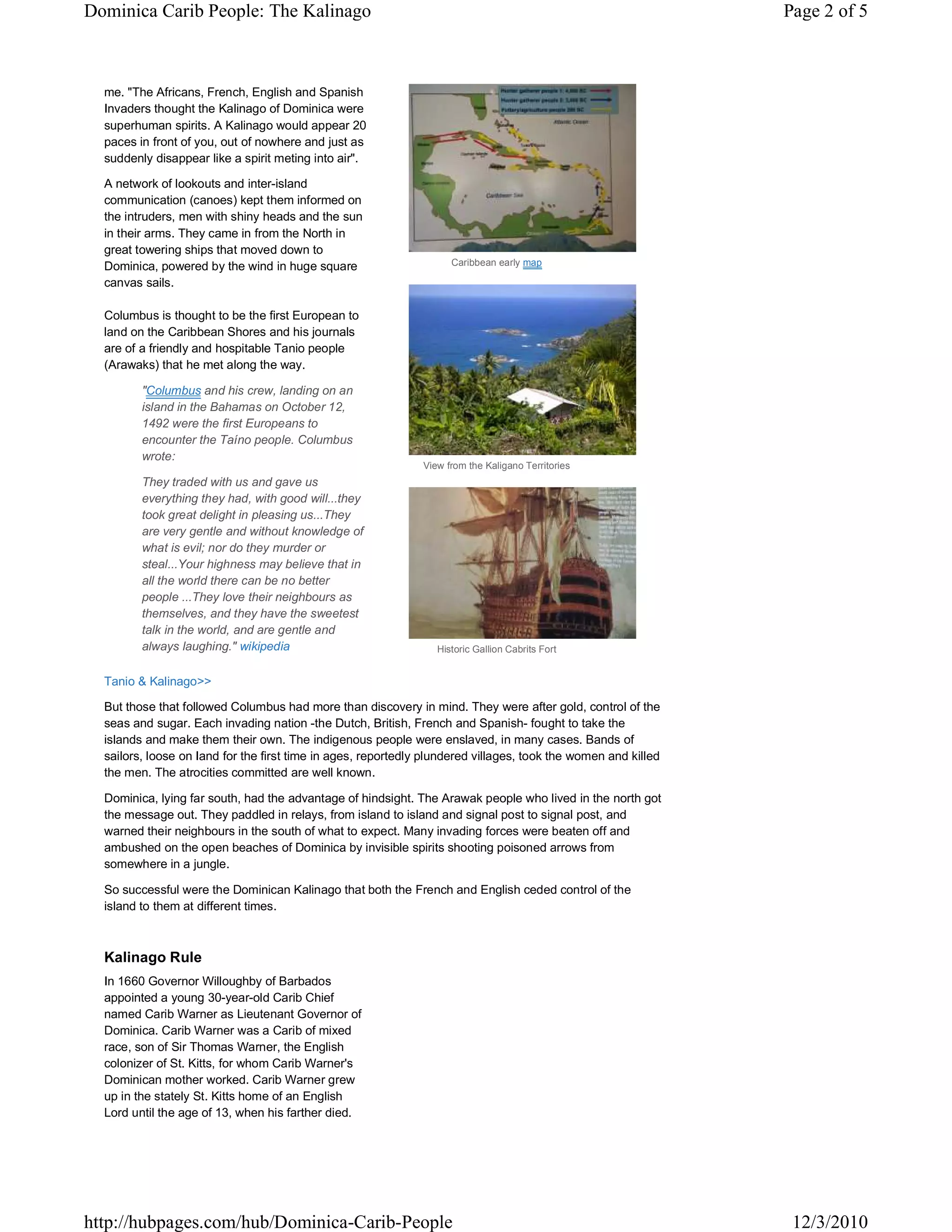 Cultural Tourism: Dominica Carib People: The Kalinago | PDF