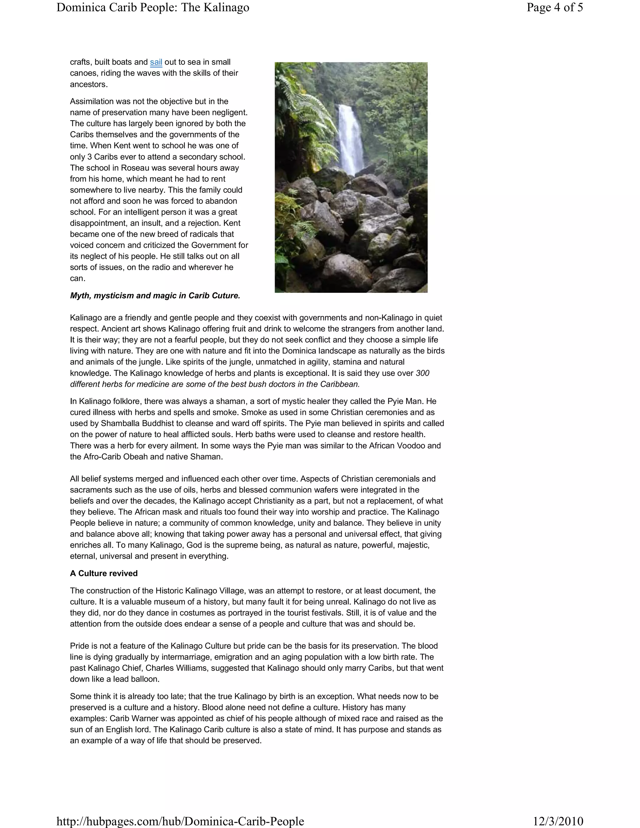 Cultural Tourism: Dominica Carib People: The Kalinago | PDF