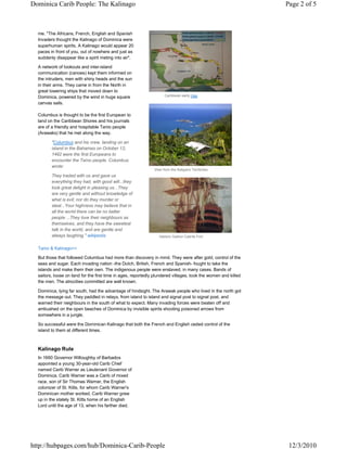 Cultural Tourism: Dominica Carib People: The Kalinago | PDF