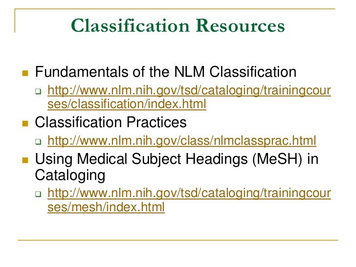 NLM Classification