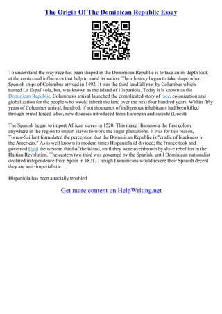 Dominican Republic Culture Essay | PDF