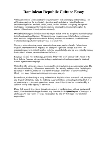 Dominican Republic Culture Essay. University of Massachusetts Medical ...