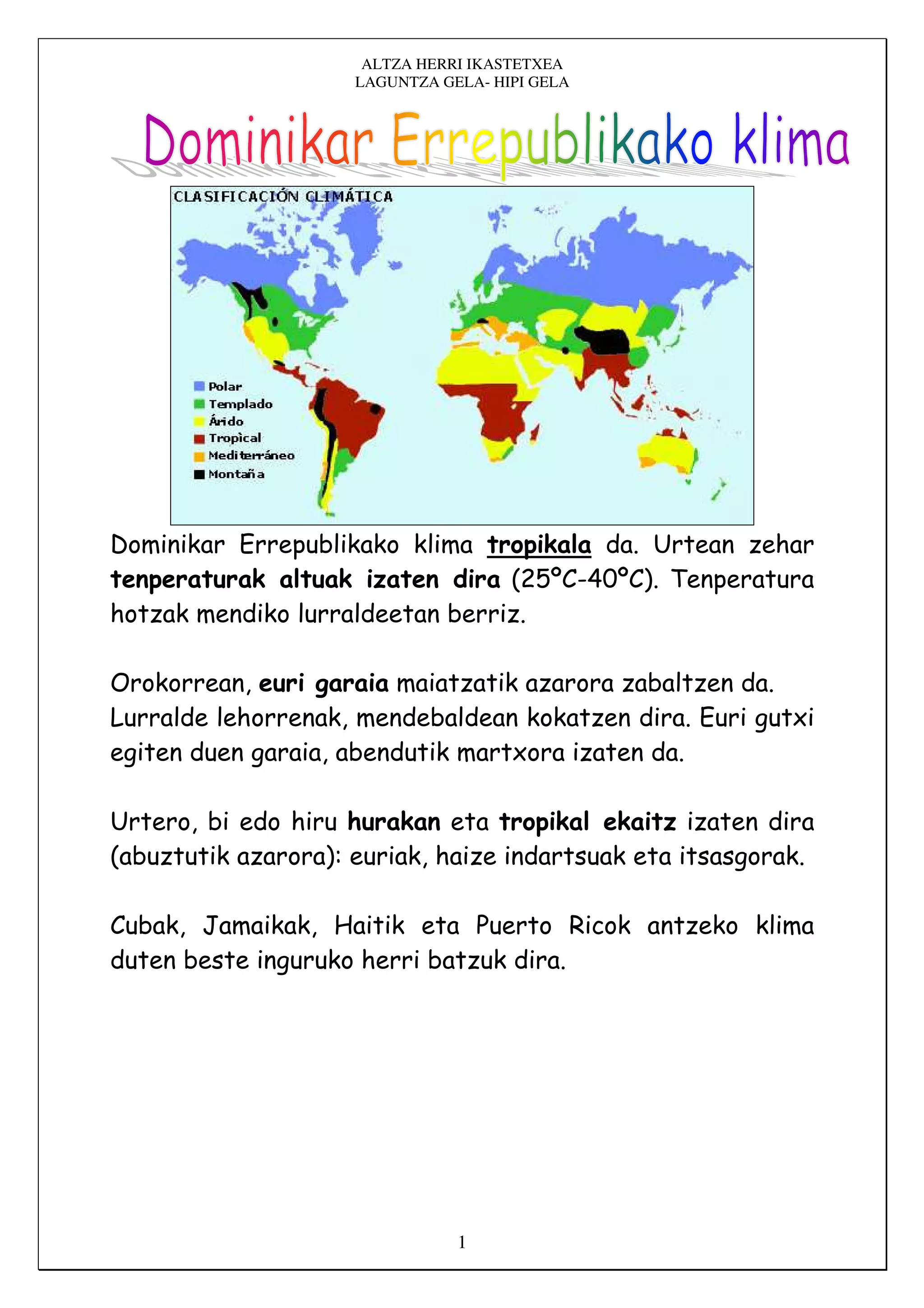 Dominikar Errepublikako klima. | PDF