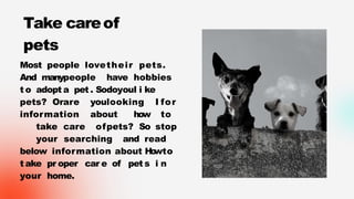 Dominik hulliger | how to take care of pet animals-ppt | PPTX