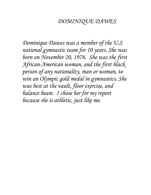 Dominique dawes report | DOC | Gymnastics | Sports