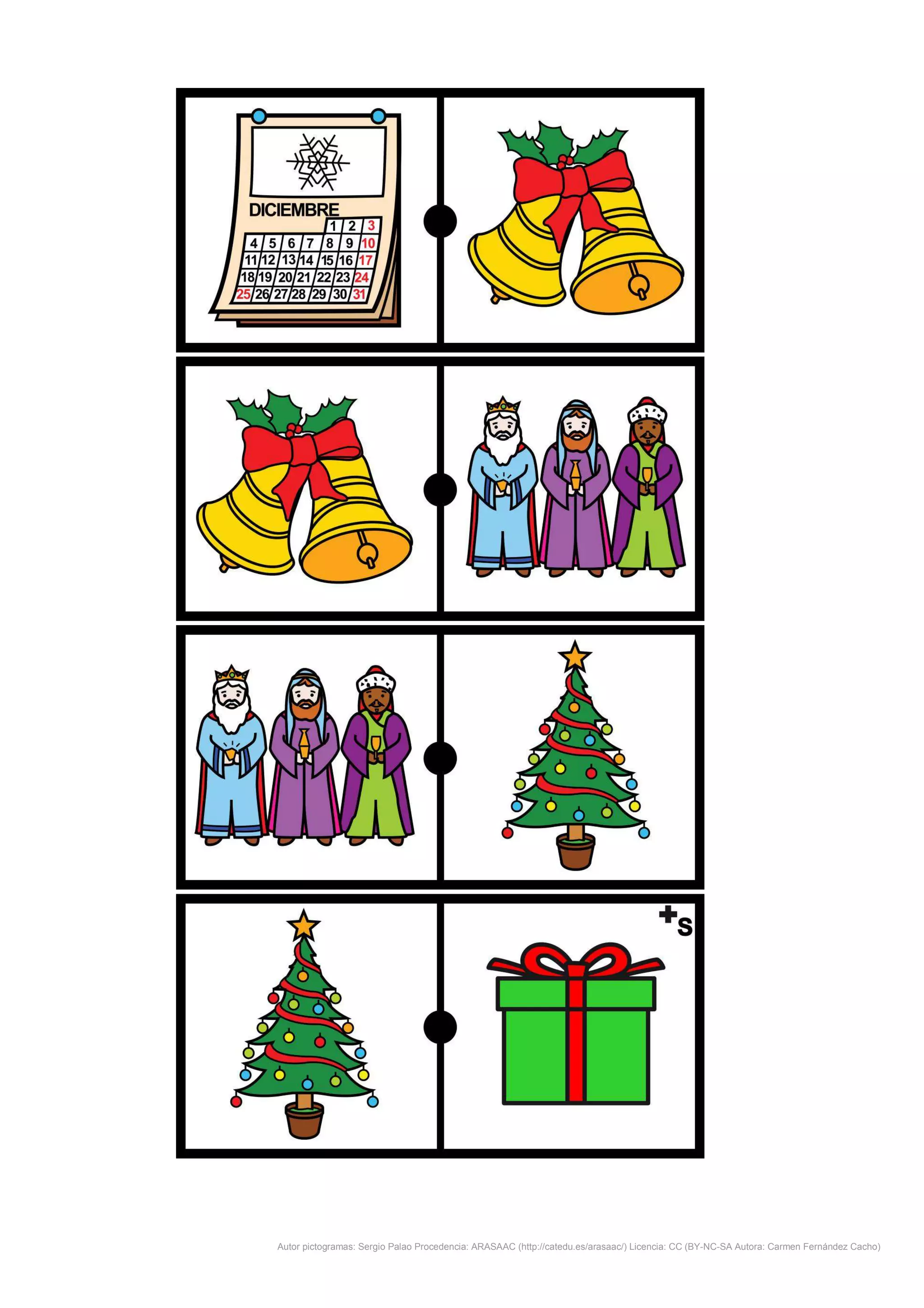 Domino de navidad_fichas_grandes_pictograma-pictograma | PDF