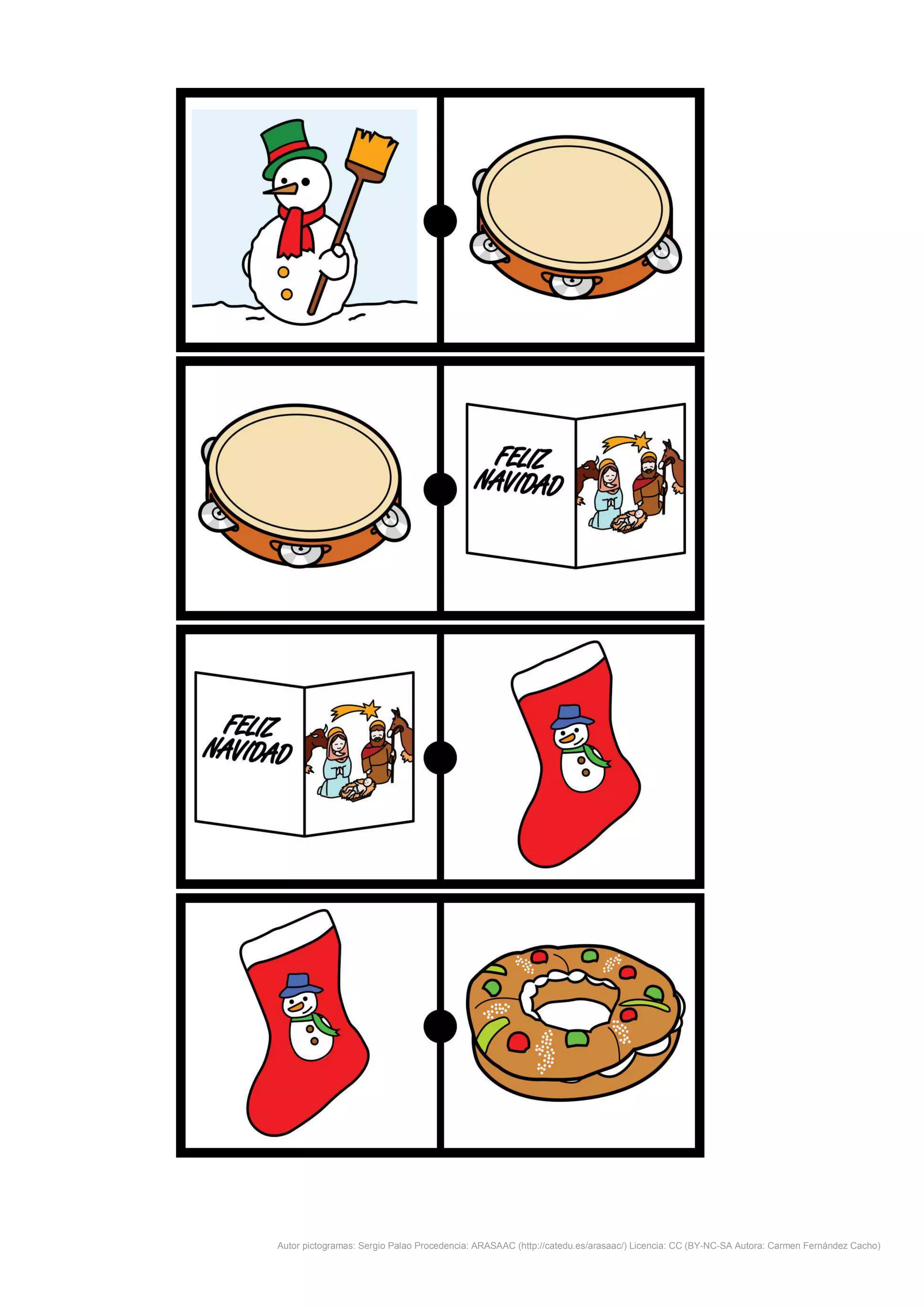 Domino de navidad_fichas_grandes_pictograma-pictograma | PDF